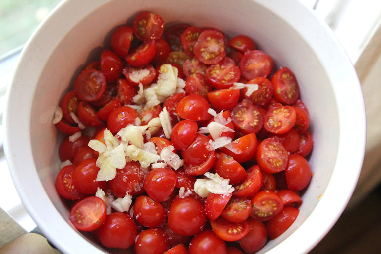 Roasted Cherry Tomatoes with Garlic and Basil | Sarah's Cucina Bella