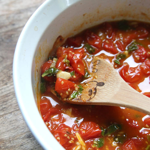 Roasted Cherry Tomatoes with Garlic and Basil | Sarah's Cucina Bella